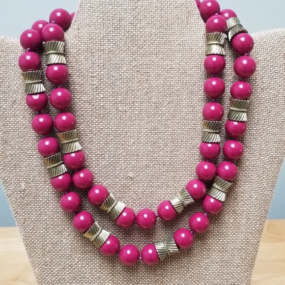 Talbots | Jewelry | Talbots Pink Beaded Necklace W Gold Accents | Poshmark